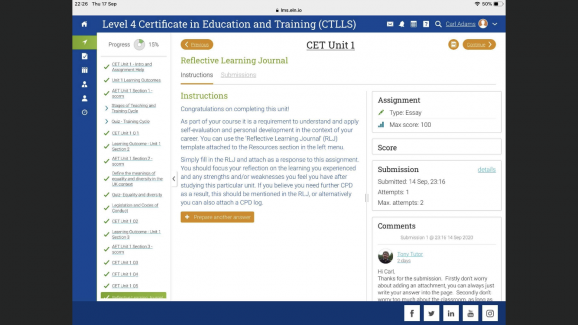 Unit 1 for Level 4 Diploma in Education & Training Completed